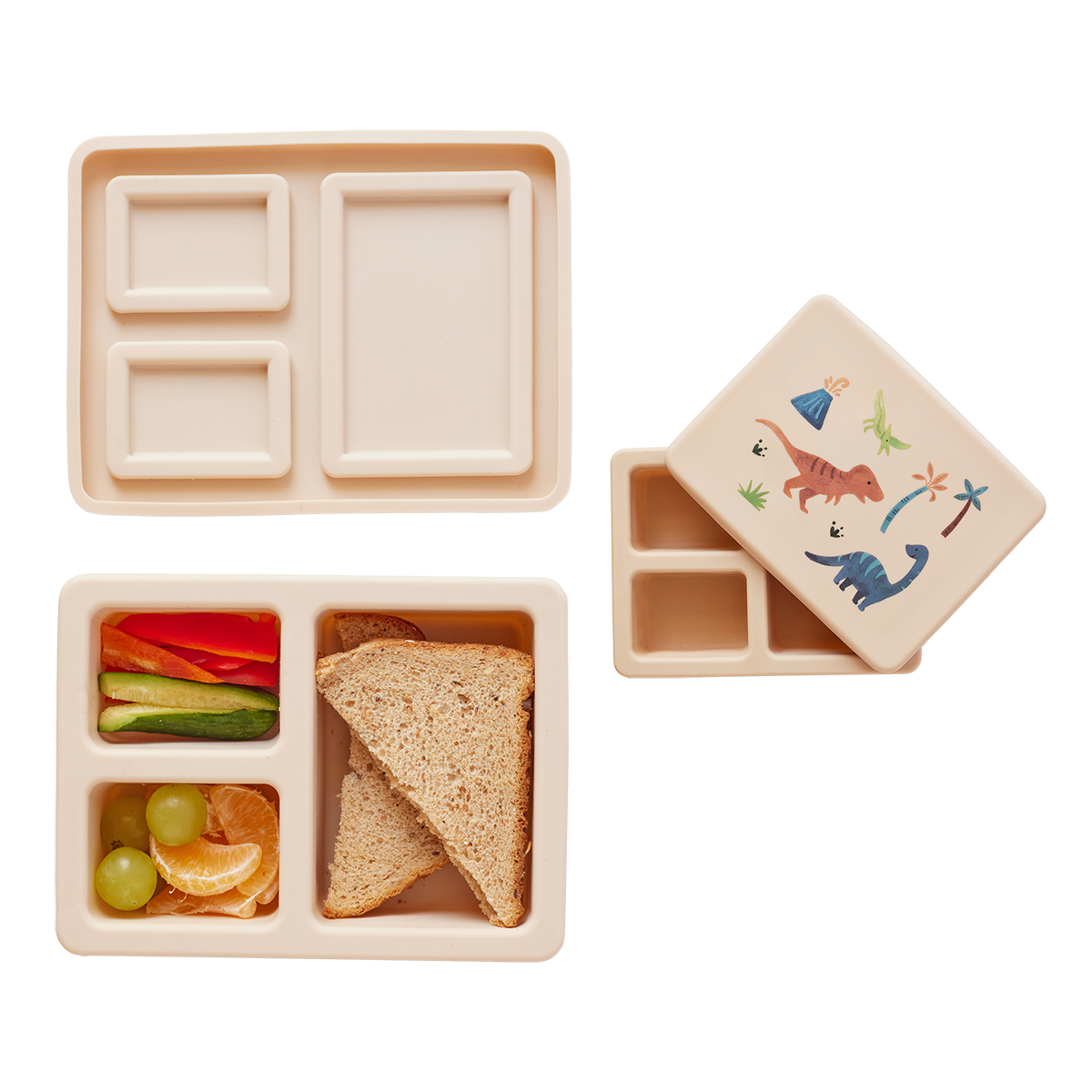 silicone mini bento box - warm cream dinosaur – patch